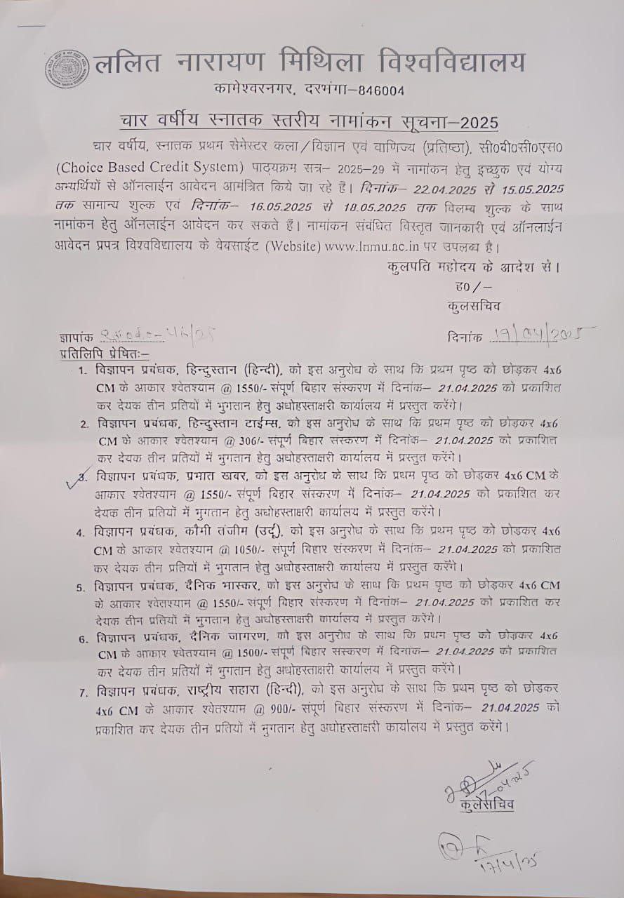 LNMU UG Admission 2025-29 Online Apply (Notification Out) - Learnsab ...